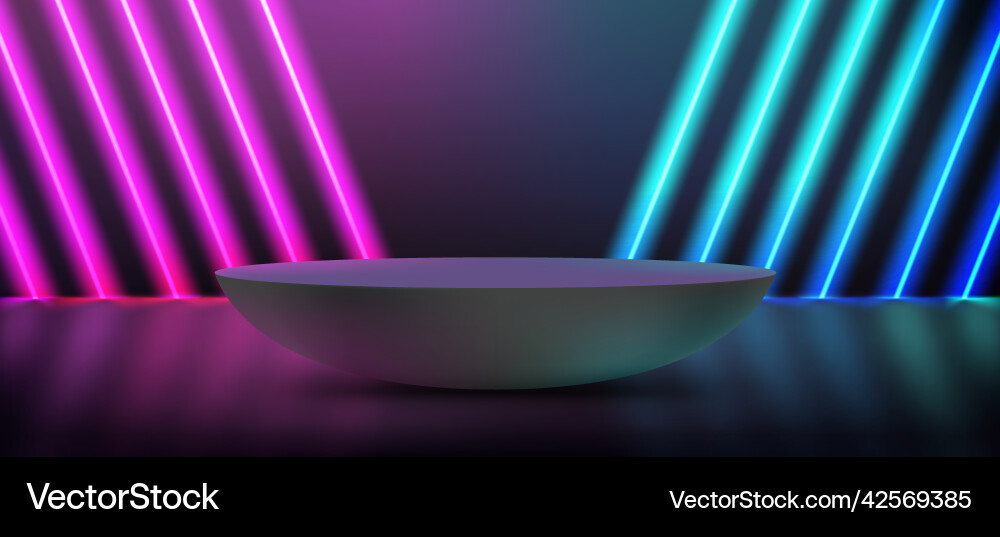 Dunkelzimmer mit lila und blau diagonal Neon Vektorbild