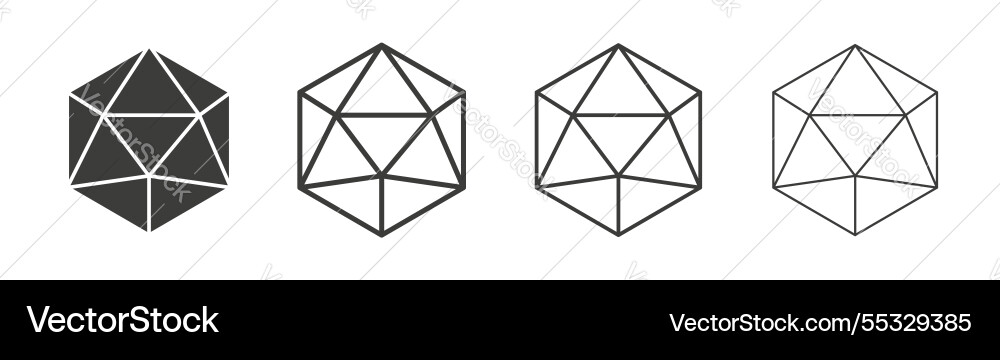 Dice d20 icons set graphic designs Royalty Free Vector Image