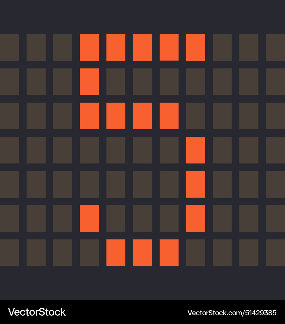 Digital number 5 led orange color and a dark Vector Image