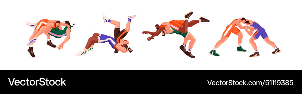 Freestyle wrestling competition set greco roman Vector Image