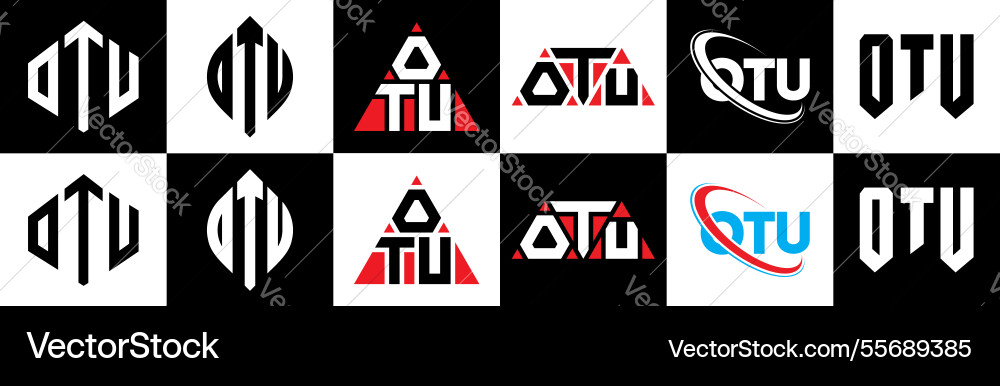 Otu letter logo design in six style polygon Vector Image