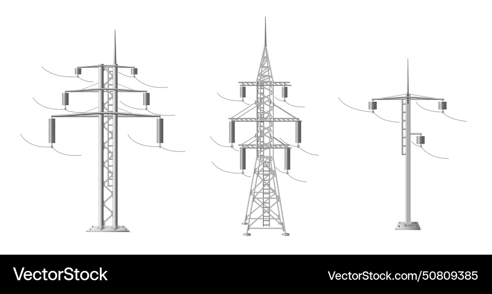 Power line poles set Royalty Free Vector Image