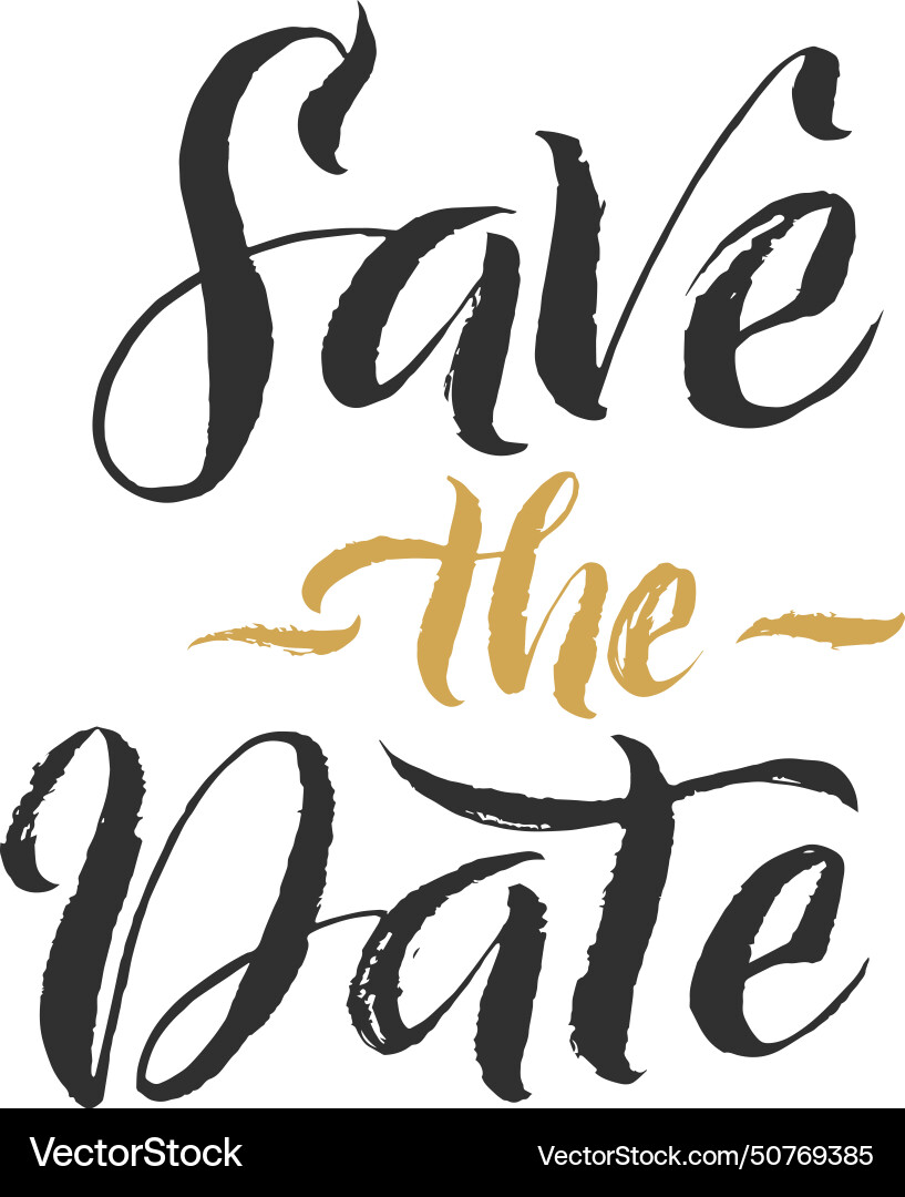 Save the date hand drawn lettering wedding Vector Image