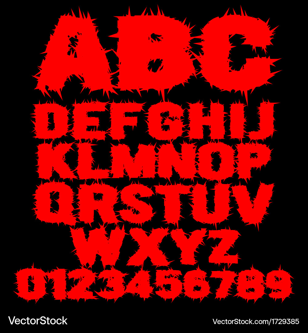 Set of red studded scary alphabet Royalty Free Vector Image