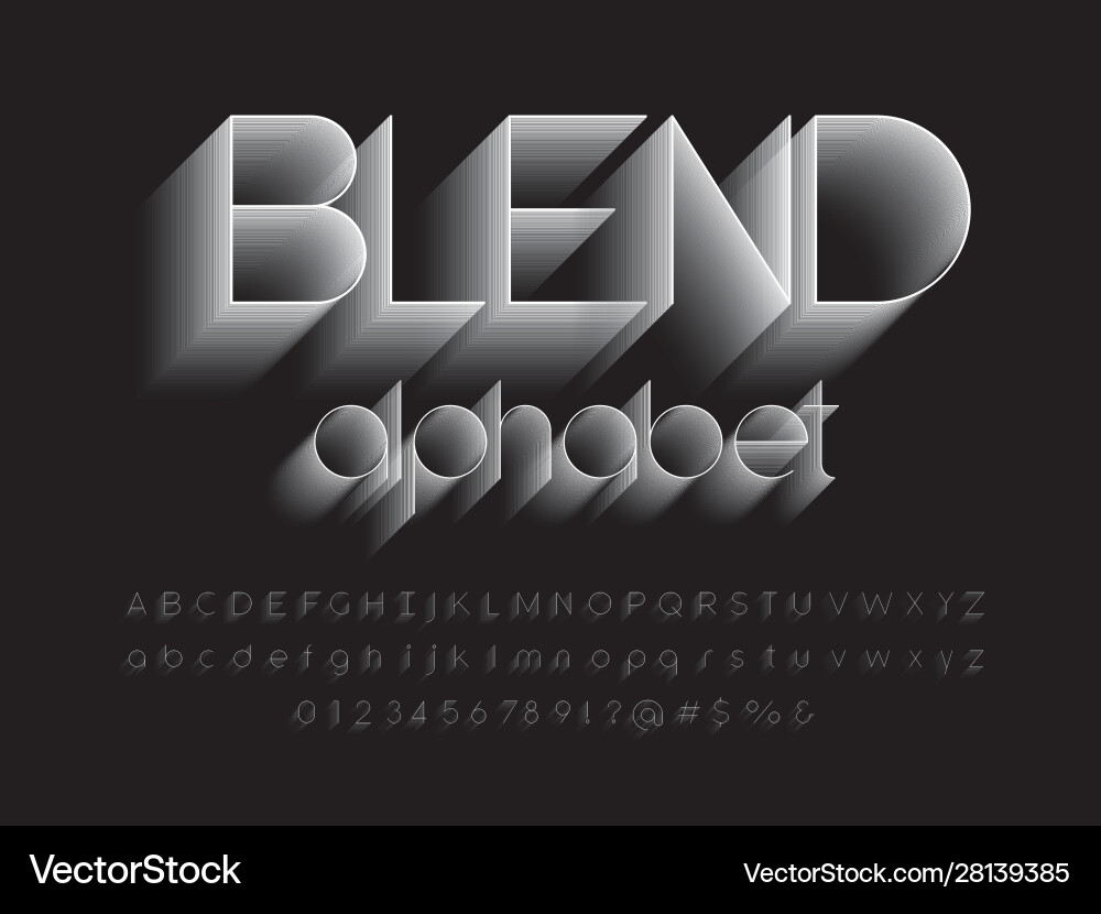 Shadow font Royalty Free Vector Image - VectorStock