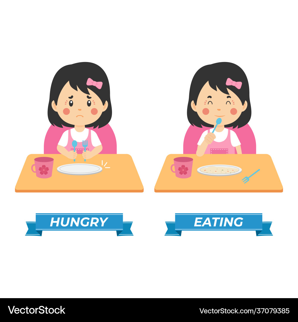 Stock kids hungry and eating Royalty Free Vector Image