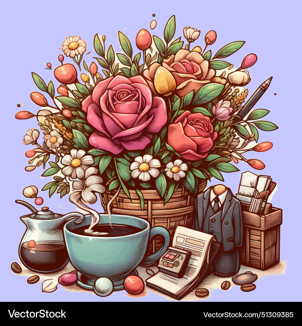 Theme of things on the desktop collection Vector Image