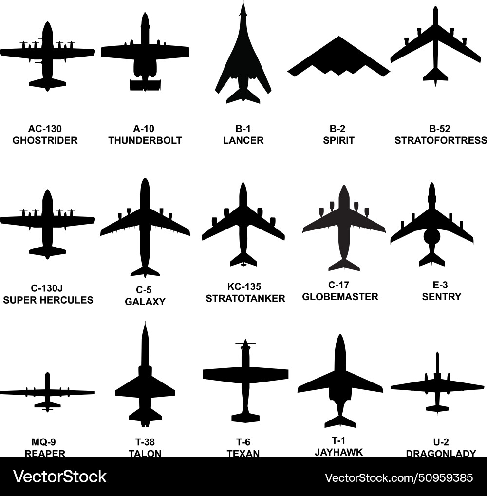 Usaf support and trainer aircraft silhouette Vector Image