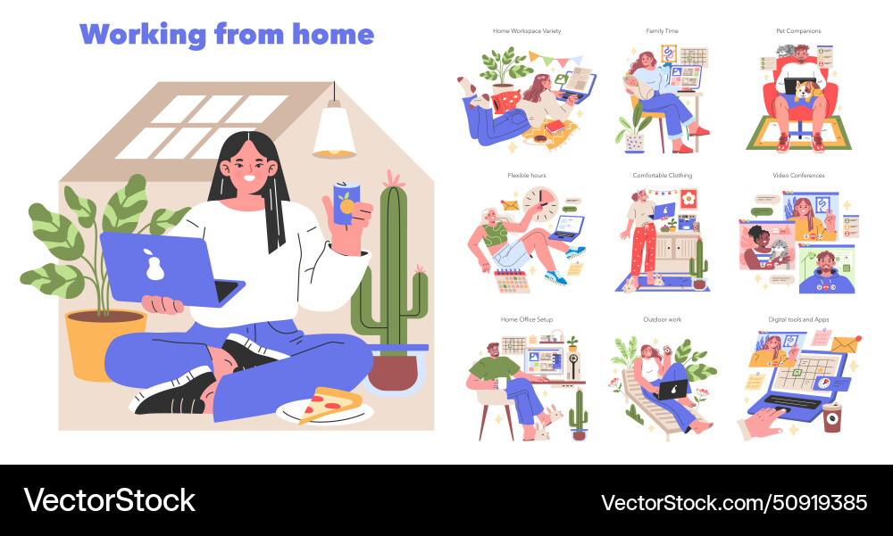 Working from home se Royalty Free Vector Image