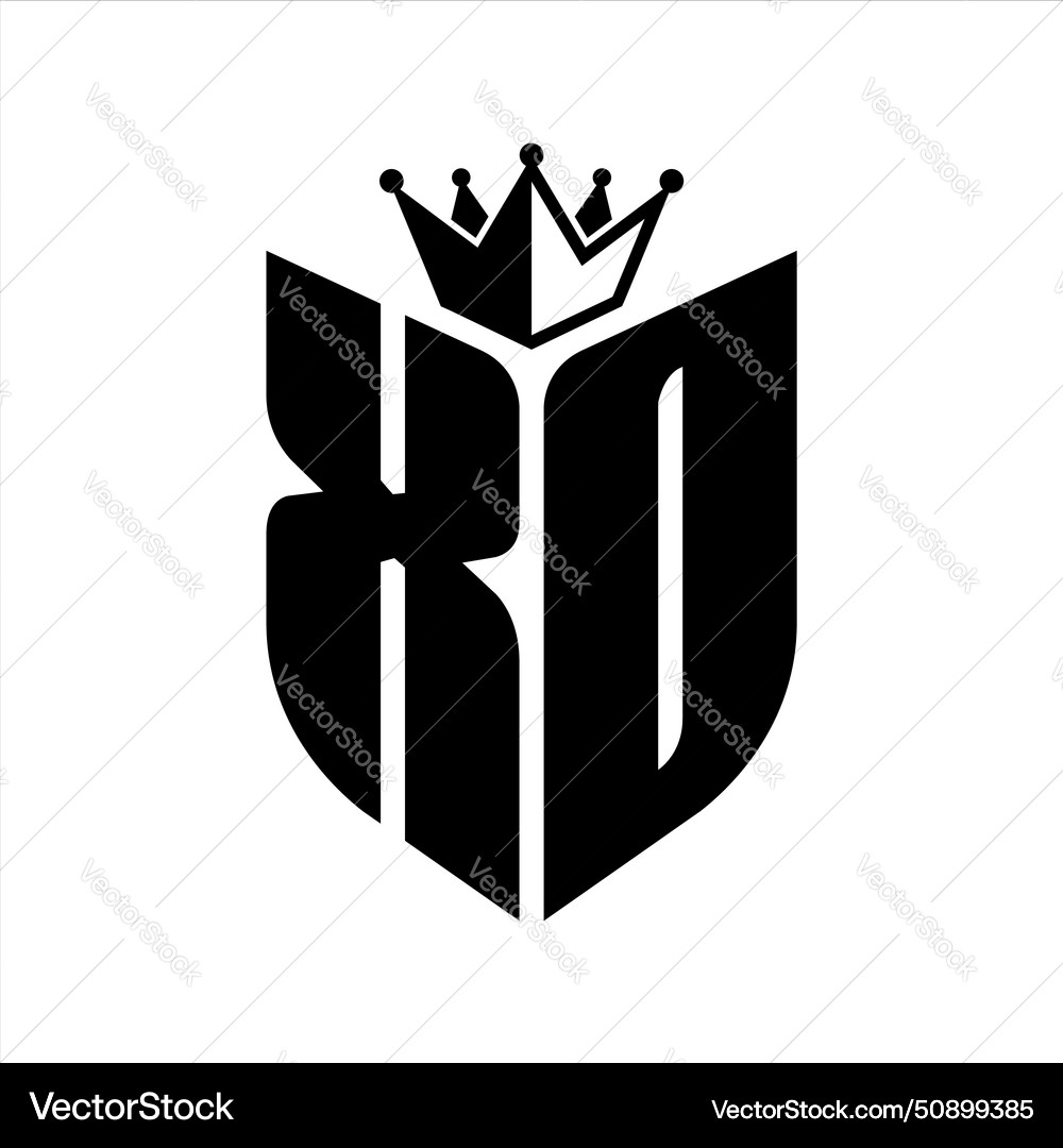 Xo letter monogram with shield shape crown Vector Image