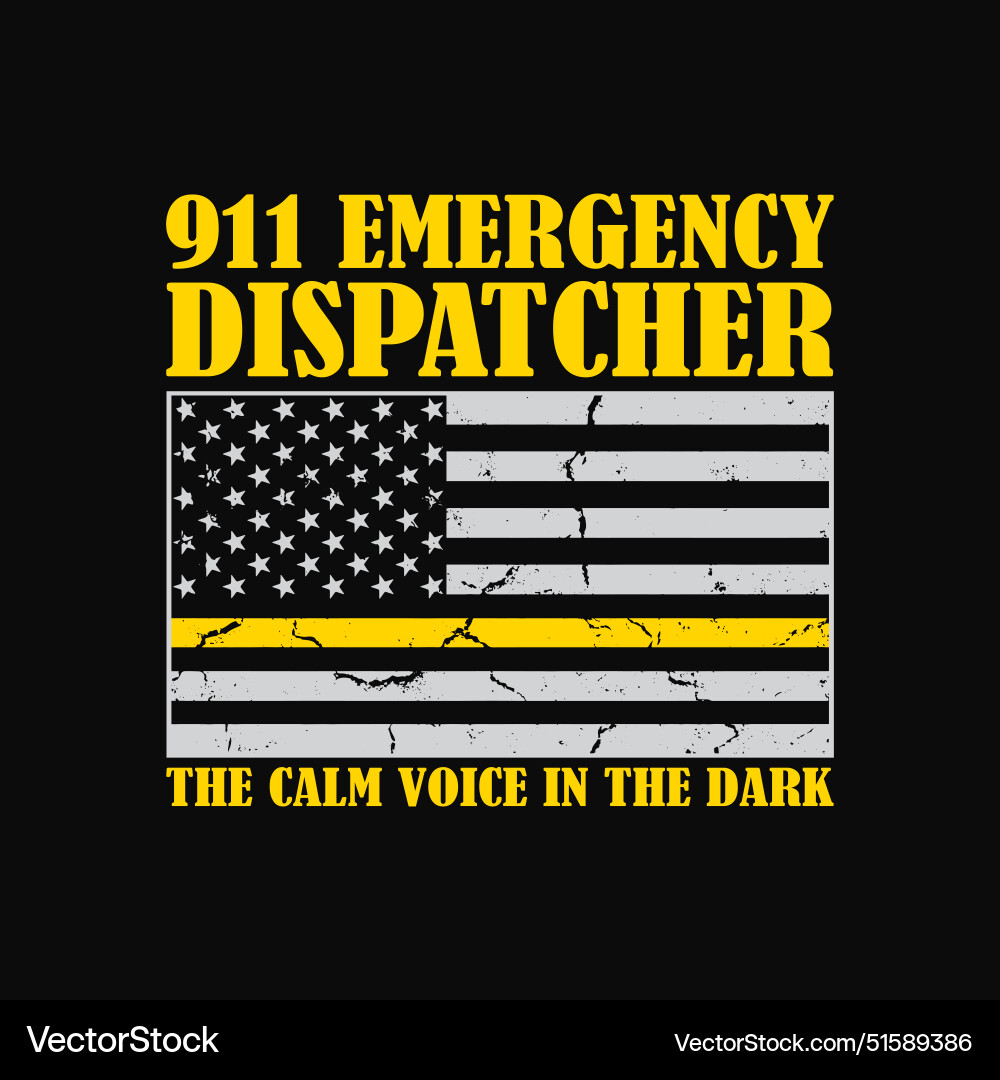 911 dispatcher thin gold line yellow fla Vector Image