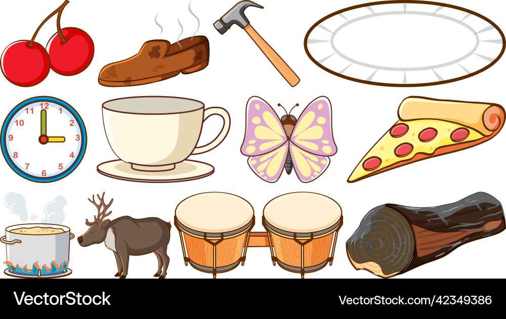 Different objects on white background Royalty Free Vector
