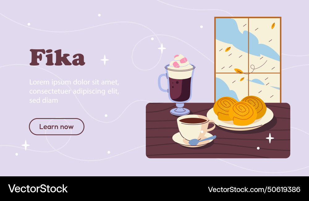 Fika time poster Royalty Free Vector Image - VectorStock