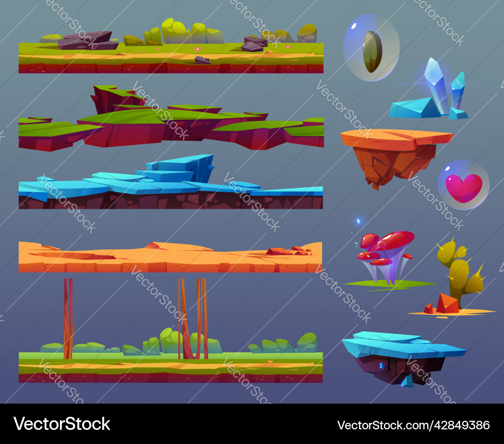 Floating Island Elements Royalty Free Vector Image