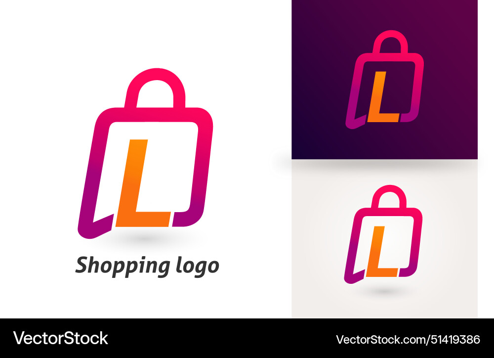 L letter shopping bag e commerce logo design Vector Image