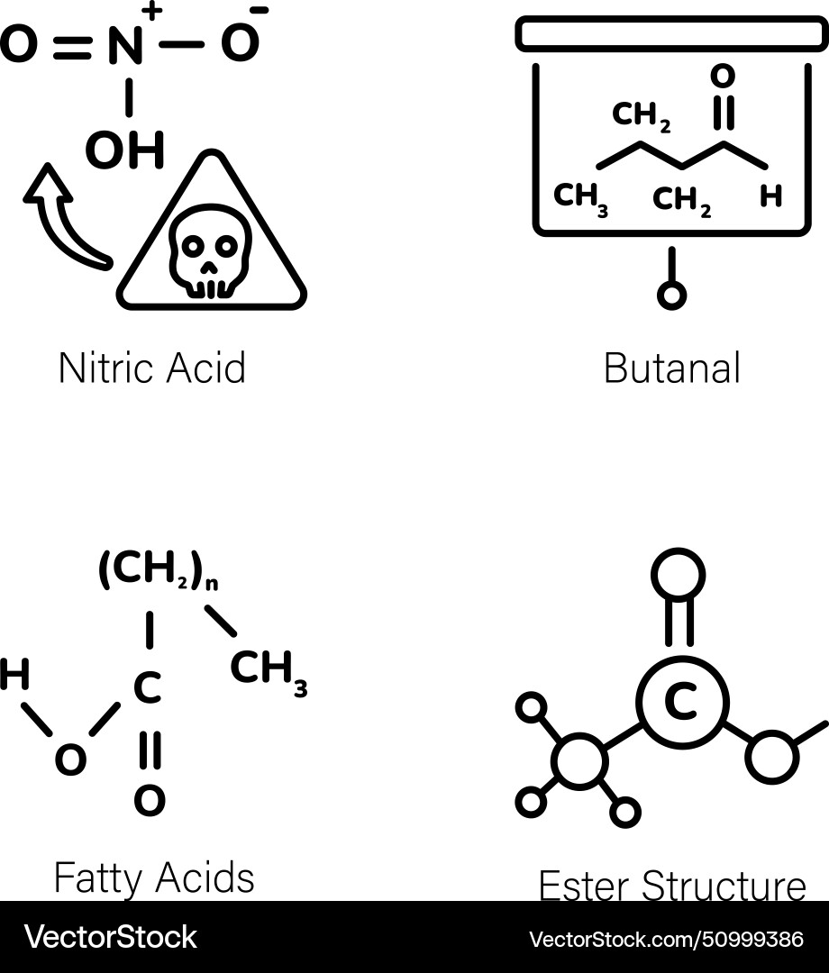 Pack of chemistry structural formulas linear icons