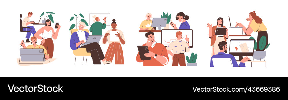 Teamwork concept groups of people work in teams Vector Image