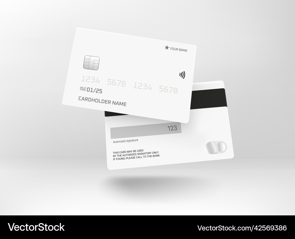 Two plastic credit cards mockup 3d for branding Vector Image