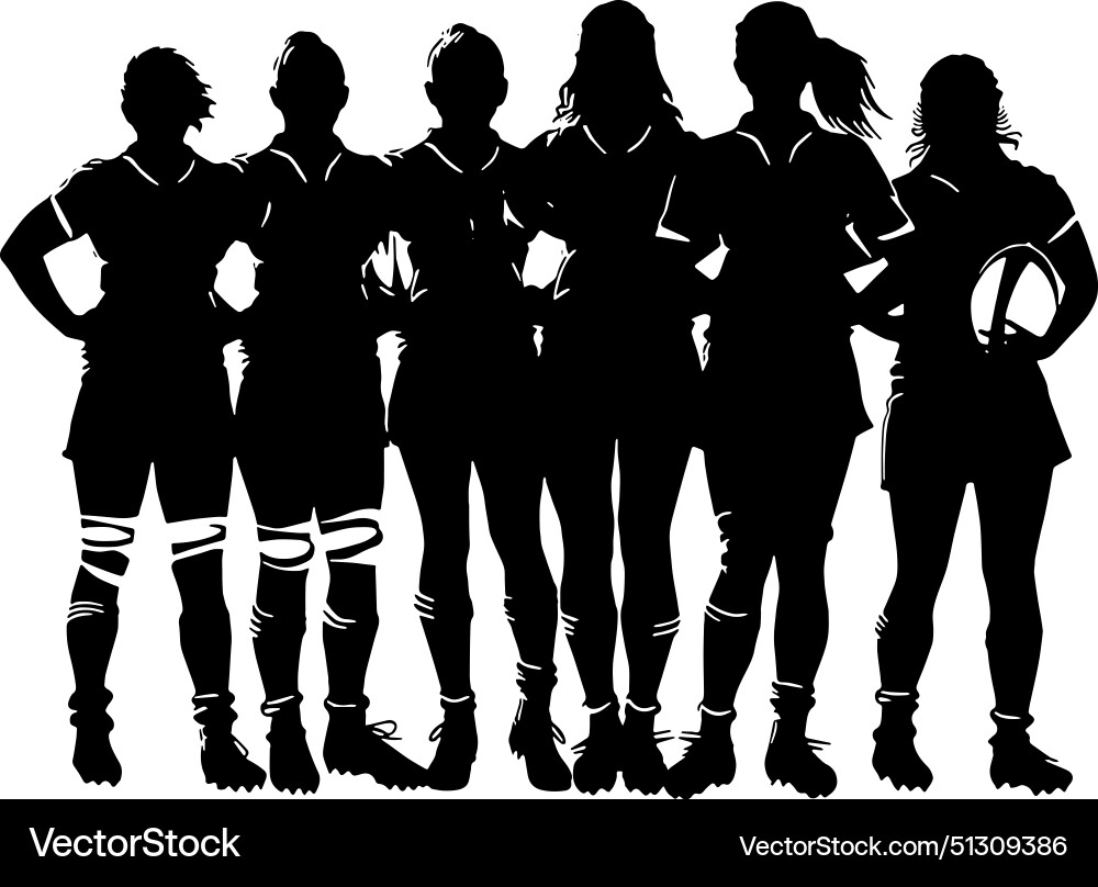 Women's Rugby Team Silhouette Royalty Free Vector Image