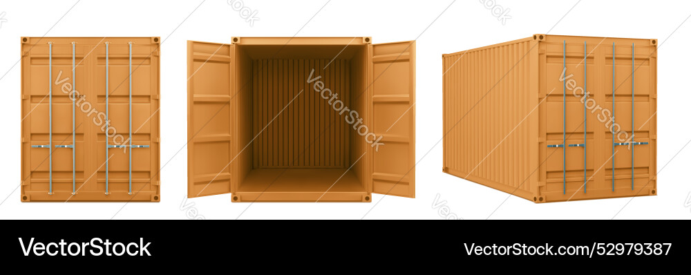 Realistic 3d orange container for cargo shipping Vector Image