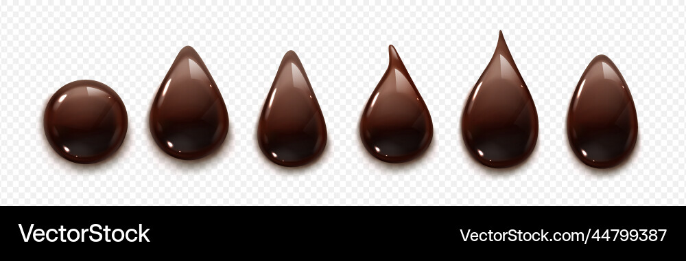 Realistic set of liquid chocolate drops and blots Vector Image