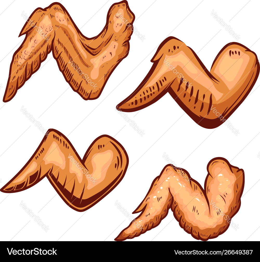 Set chicken wings isolated on white Royalty Free Vector