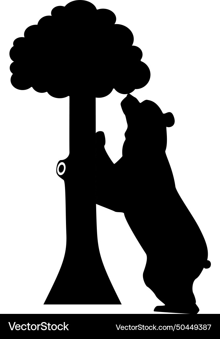 Silhouette of a bear in tree Royalty Free Vector Image