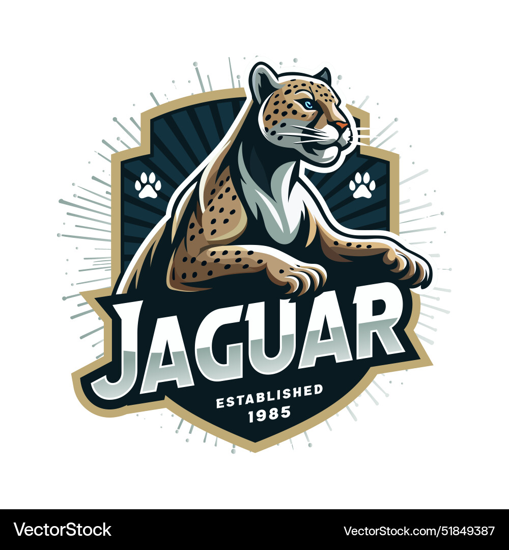 Wonderful jaguar with shield logo design template Vector Image