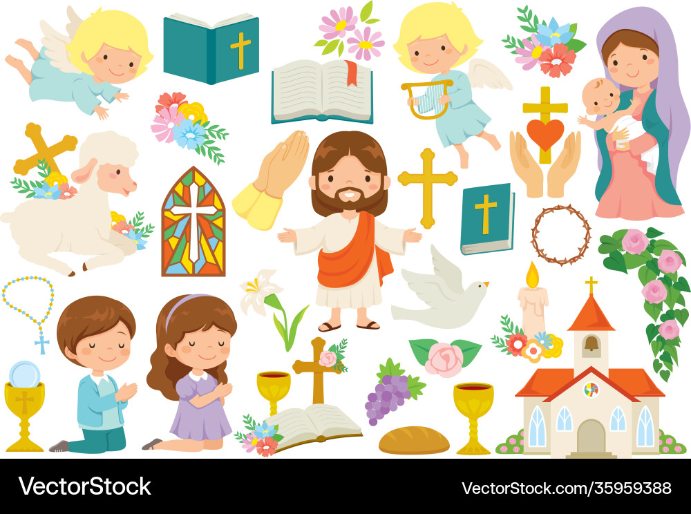 Christianity clipart bundle Royalty Free Vector Image