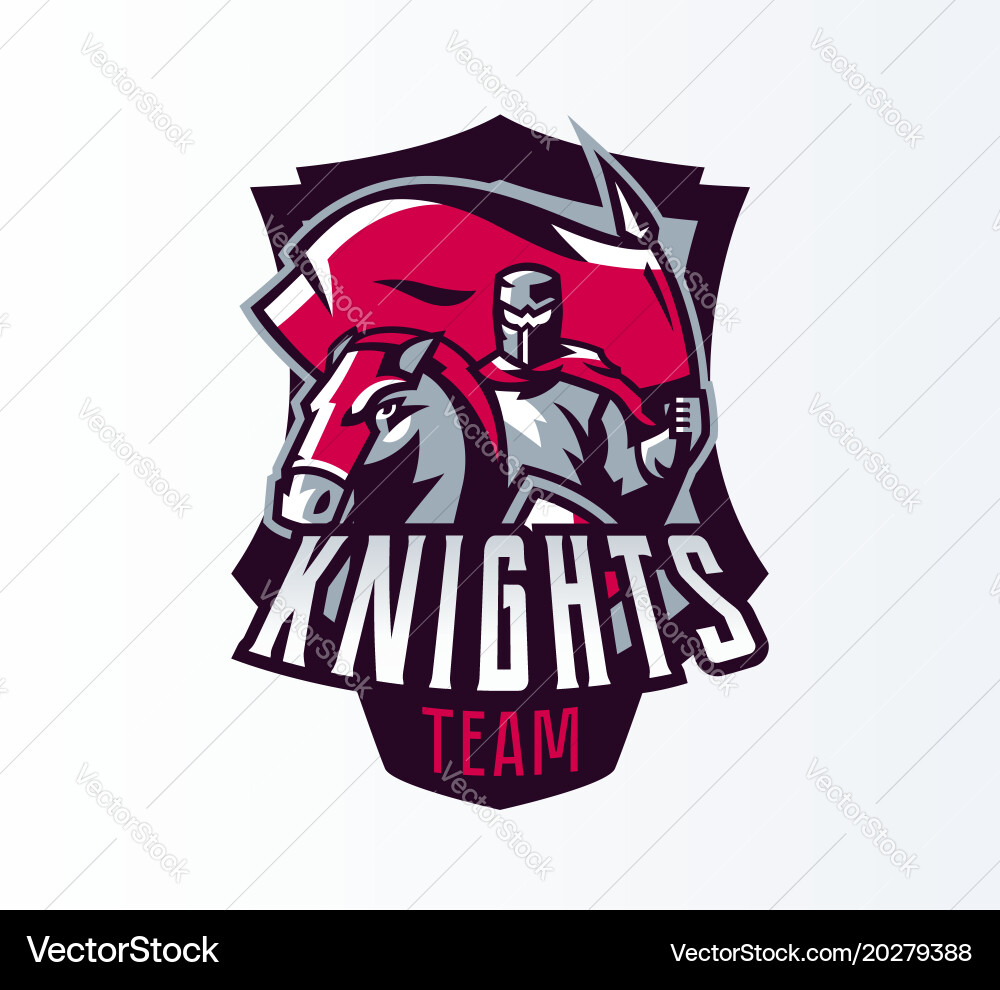 Emblem Logo Aufkleber Ritter mit Flagge Lizenzfreier Vektor