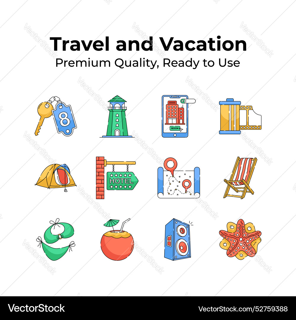 Get this beautifully designed travel and vacation Vector Image