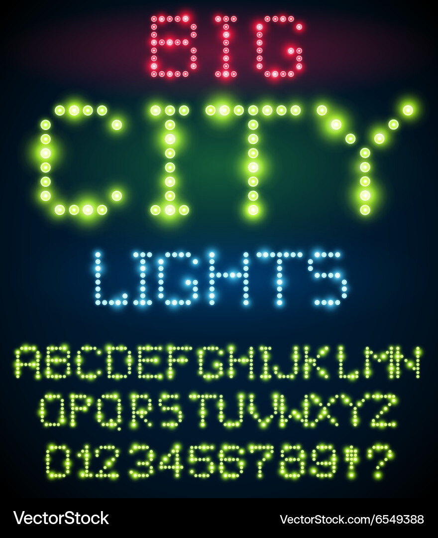 Neon Light Font Royalty Free Vector Image - VectorStock