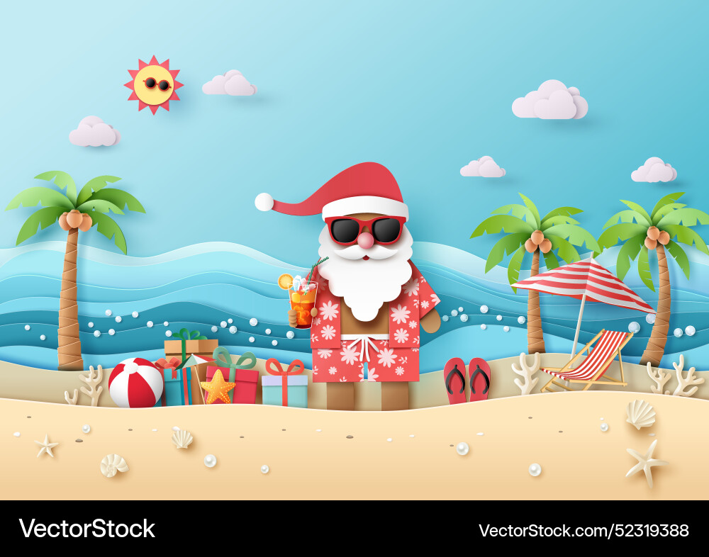 Santa's Beach Holiday Royalty Free Vector Image