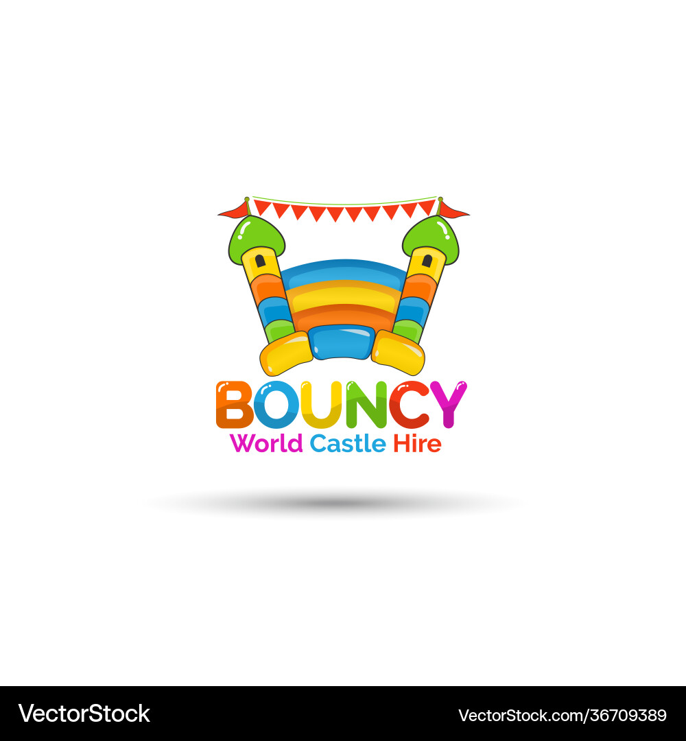 Bouncy castle hire logo design Royalty Free Vector Image