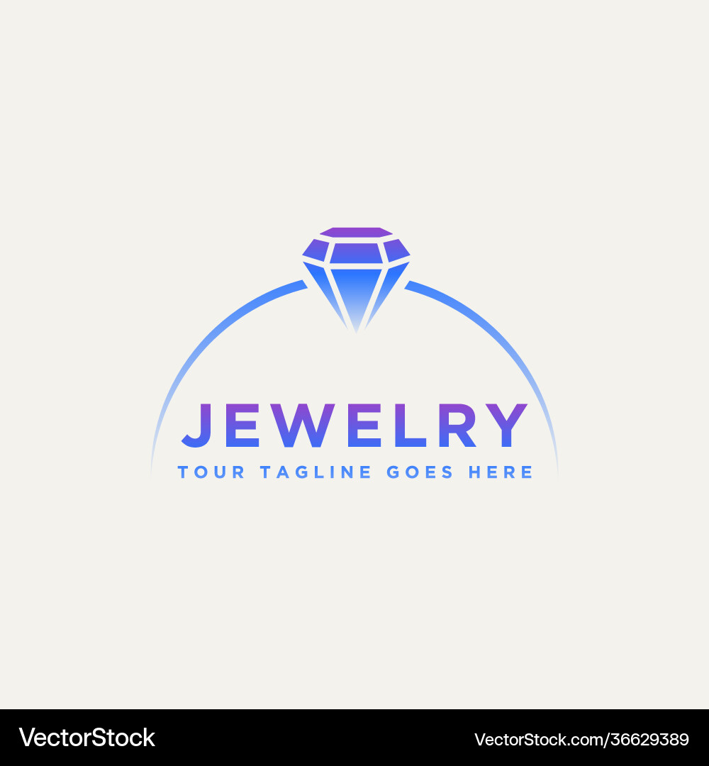 Diamond ring jewelry logo design Royalty Free Vector Image