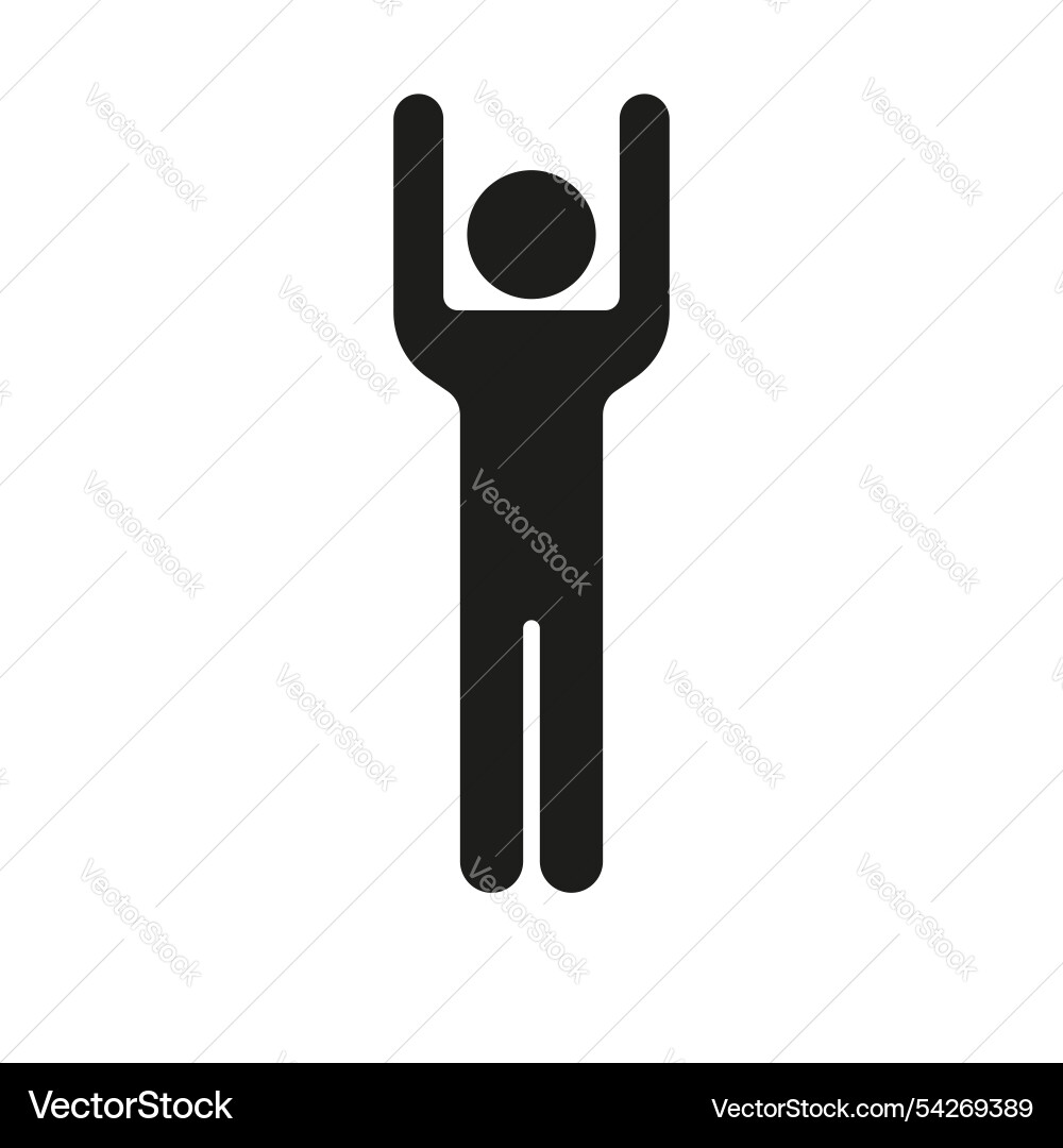 Human figure with both arms raised silhouette icon