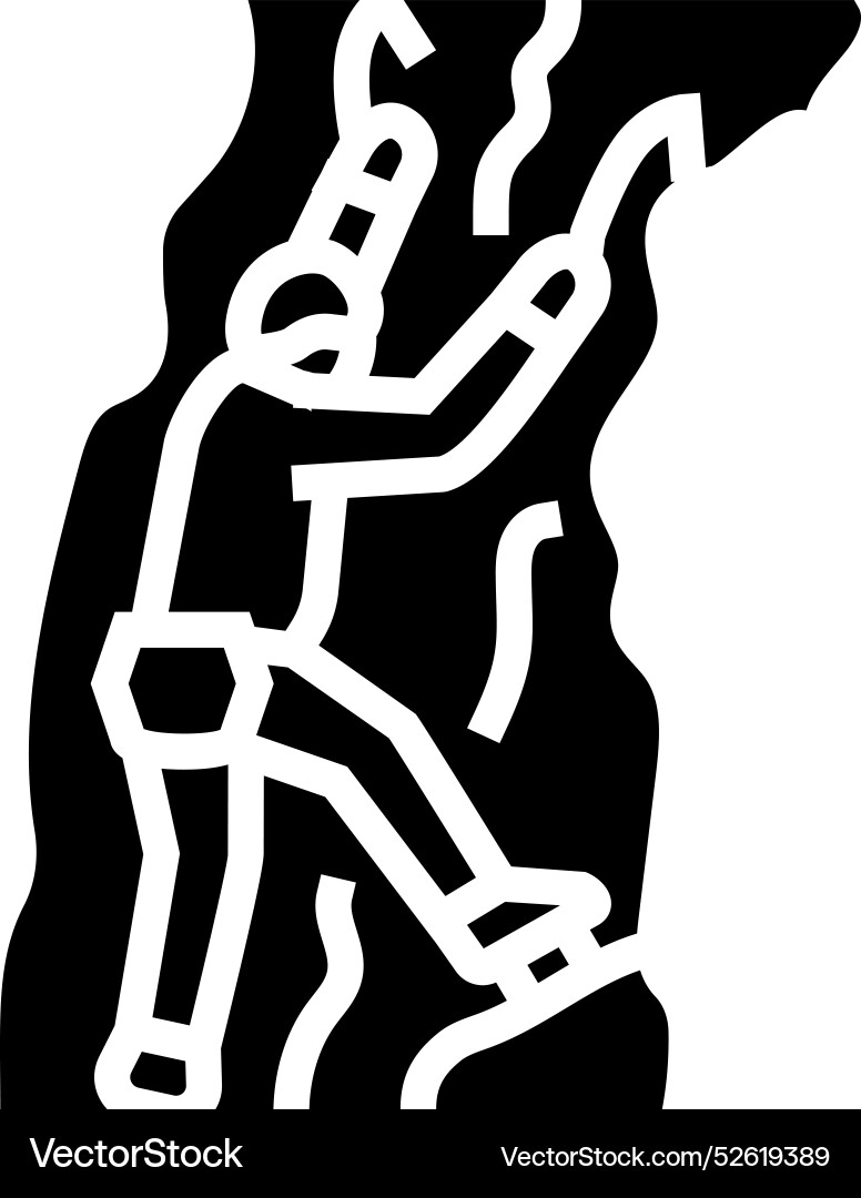 Ice climbing winter sport glyph icon Royalty Free Vector