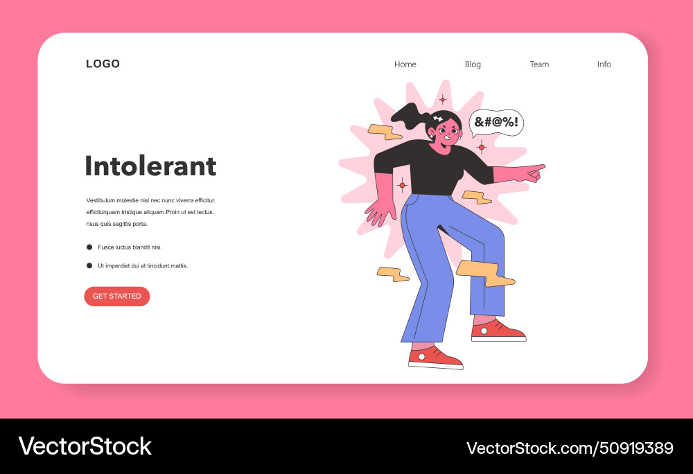 Intolerant personality trait flat Royalty Free Vector Image