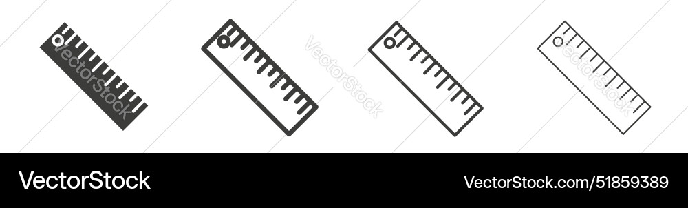 School ruler icon set size height distance Vector Image