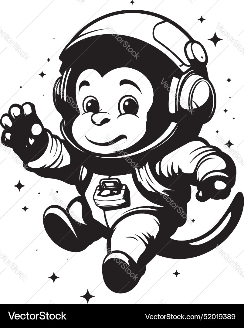 Spacefaring simian odyssey astronaut icon Vector Image