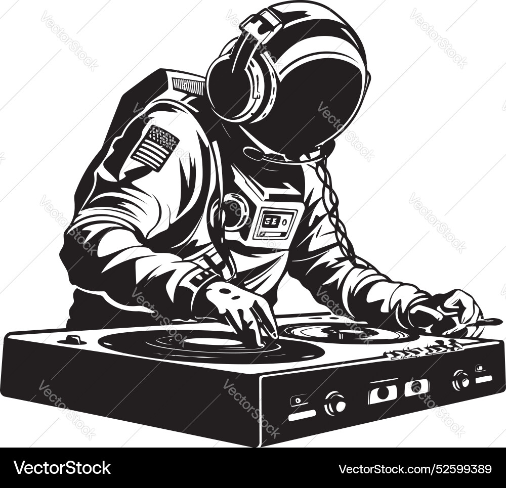 Starlit serenade logo with space dj astronaut Vector Image
