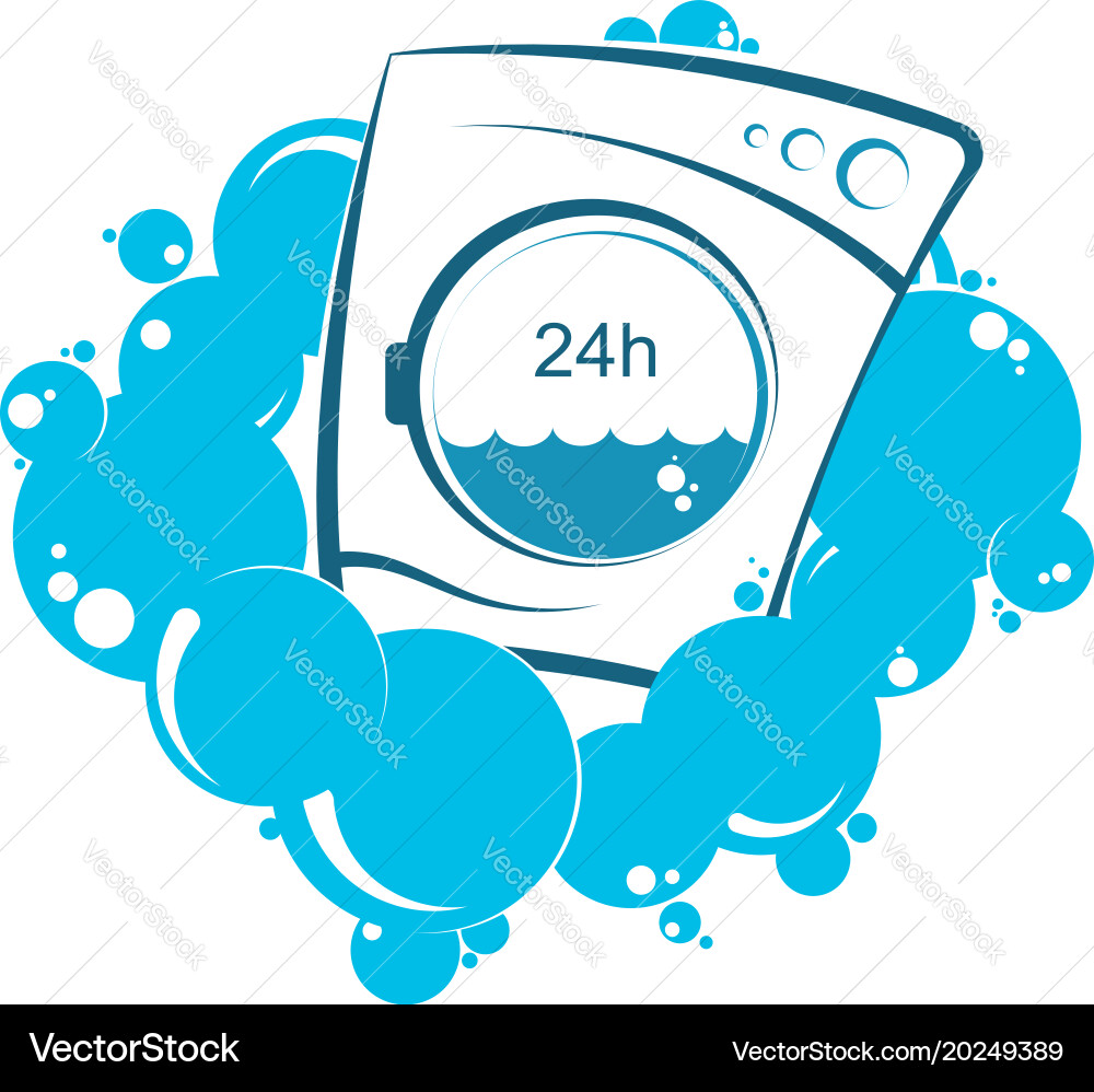 Washing machine and water bubbles Royalty Free Vector Image