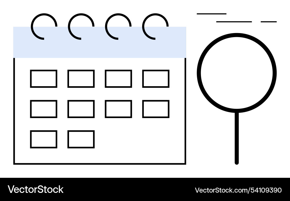 Calendar with a magnifying glass for scheduling Vector Image