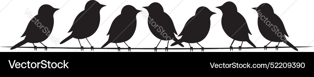 Chirpy charisma cartoon birds on wire emblem Vector Image