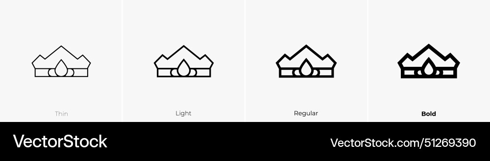 Crown icon thin light regular and bold style Vector Image
