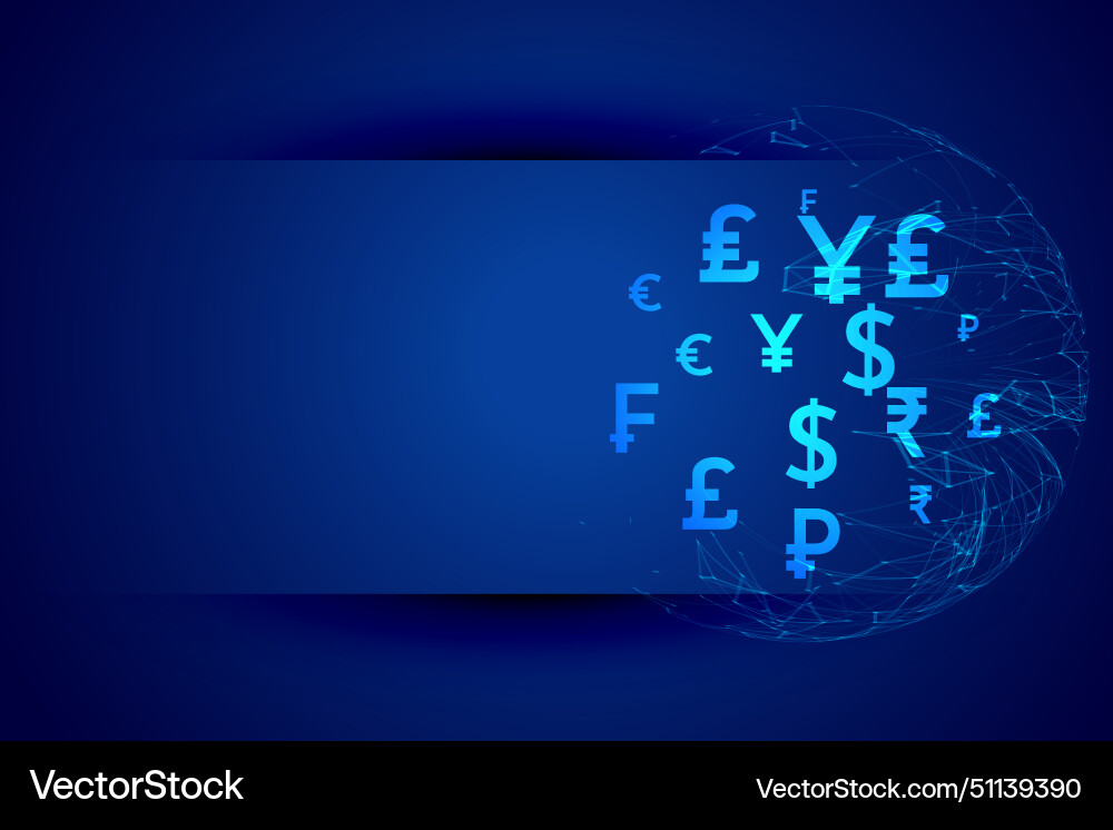 Digital glowing currency sign background with Vector Image