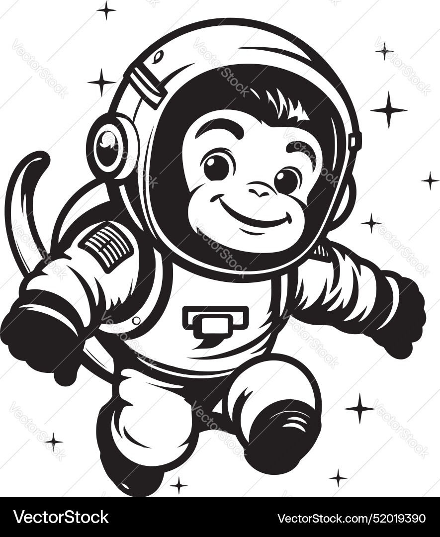 Galactic gorilla quest graphic design astrochimp Vector Image