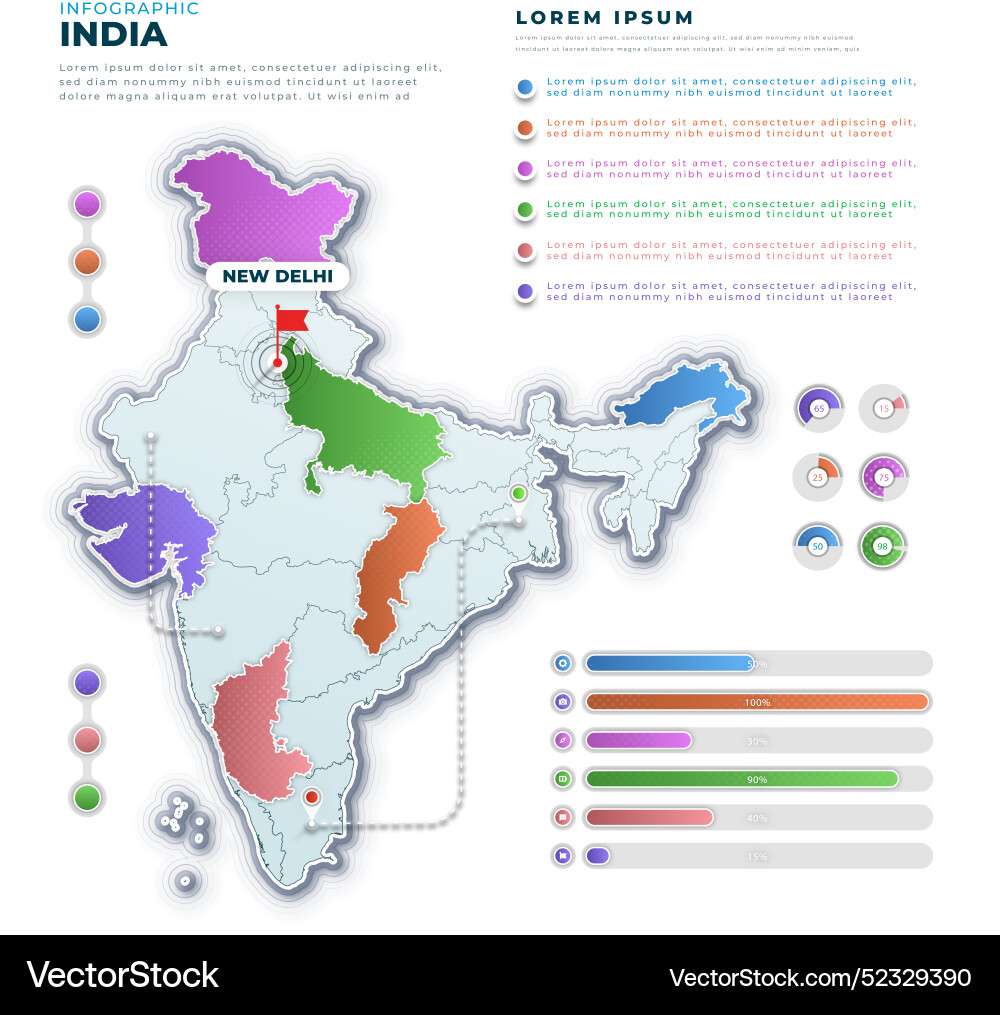 Gradient india map infographics Royalty Free Vector Image