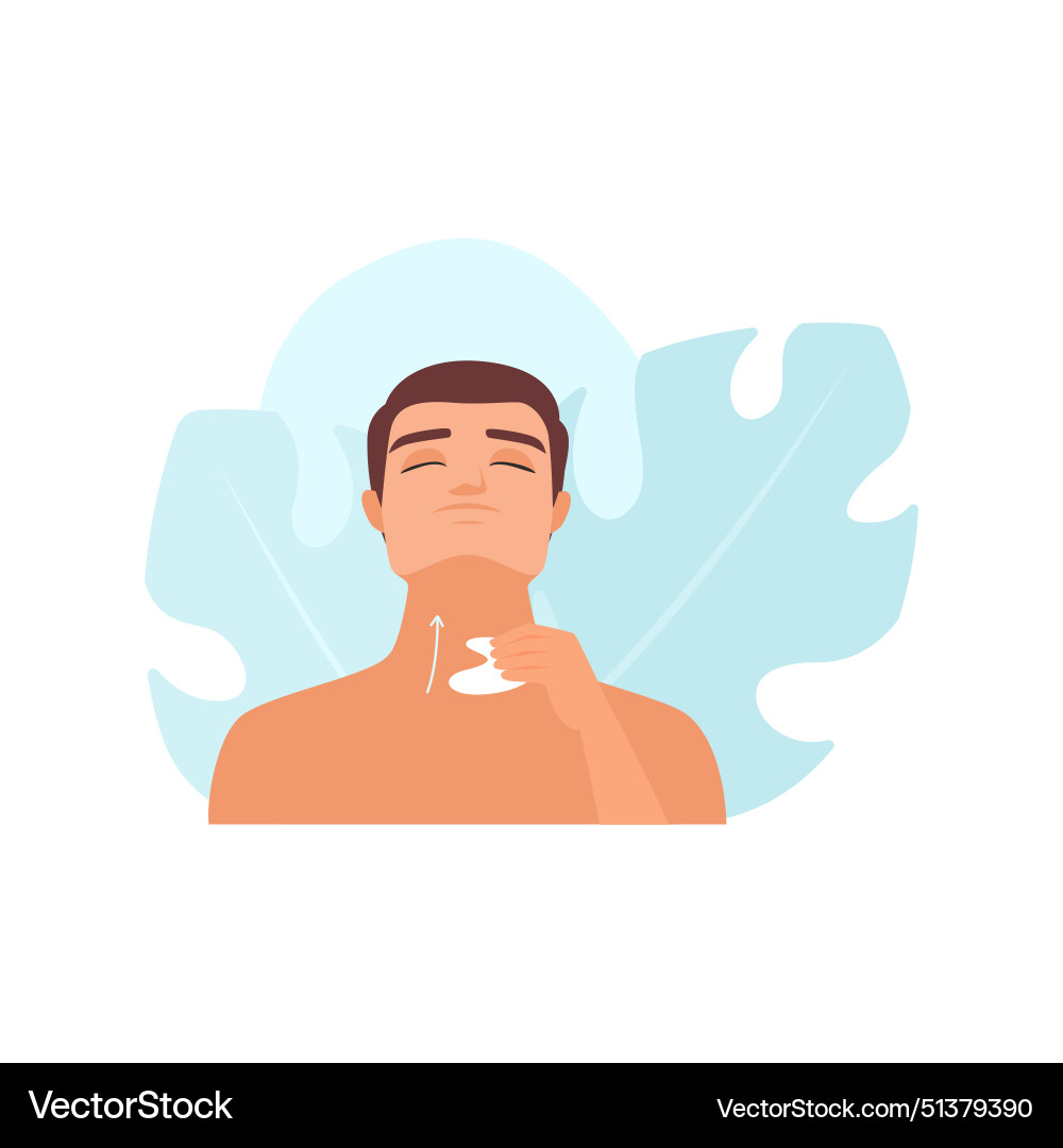 Man making neck massage according to instructions Vector Image