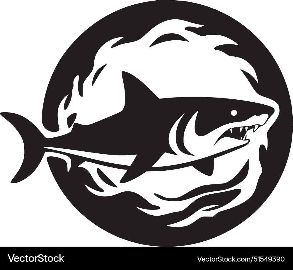 Shark - black and white isolated icon Royalty Free Vector